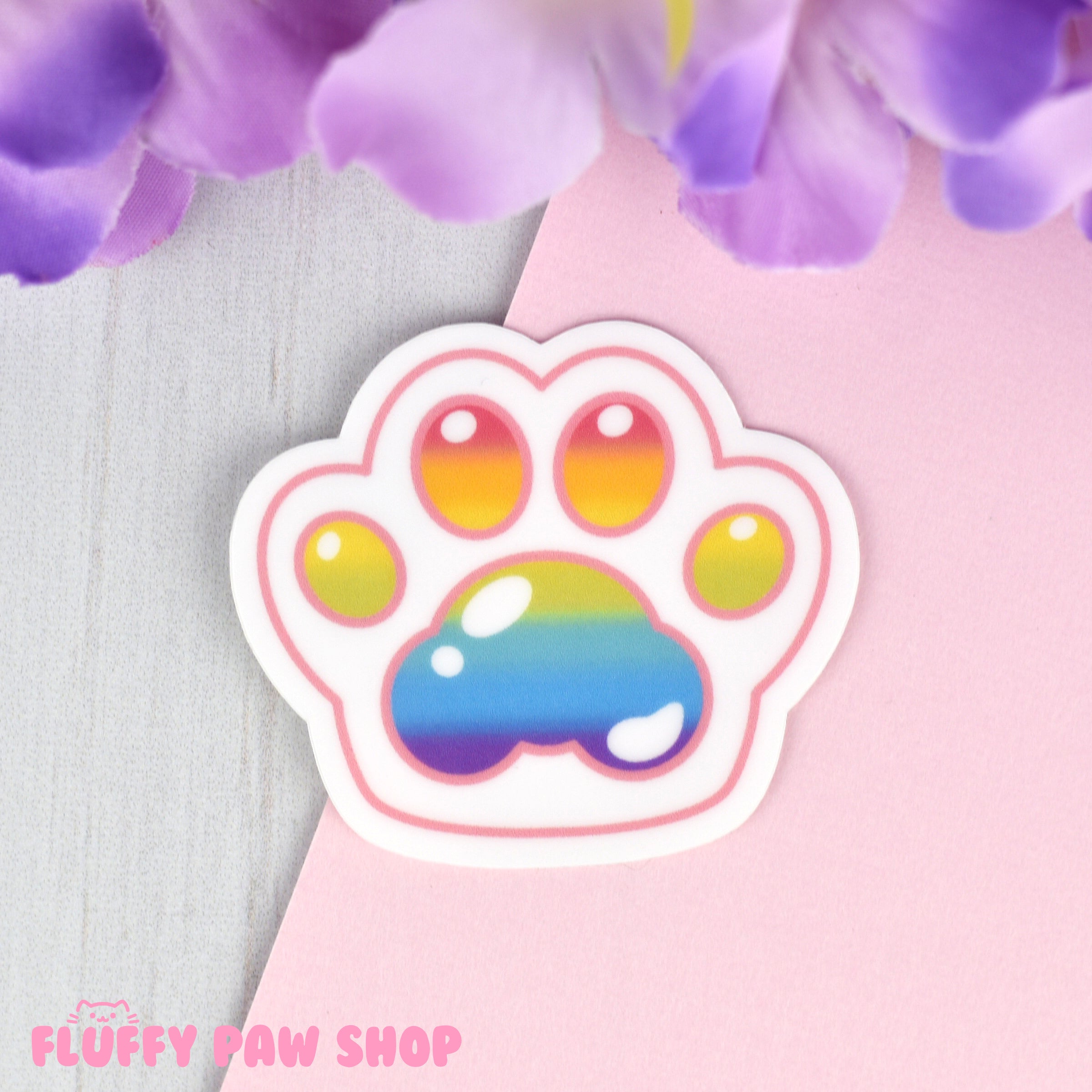 Rainbow Paw Vinyl Sticker – Fluffy Paw Shop